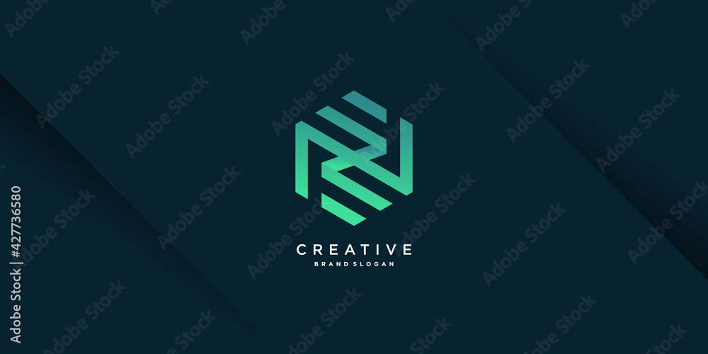 Monogram letter N logo with creative modern concept and gradient style ...