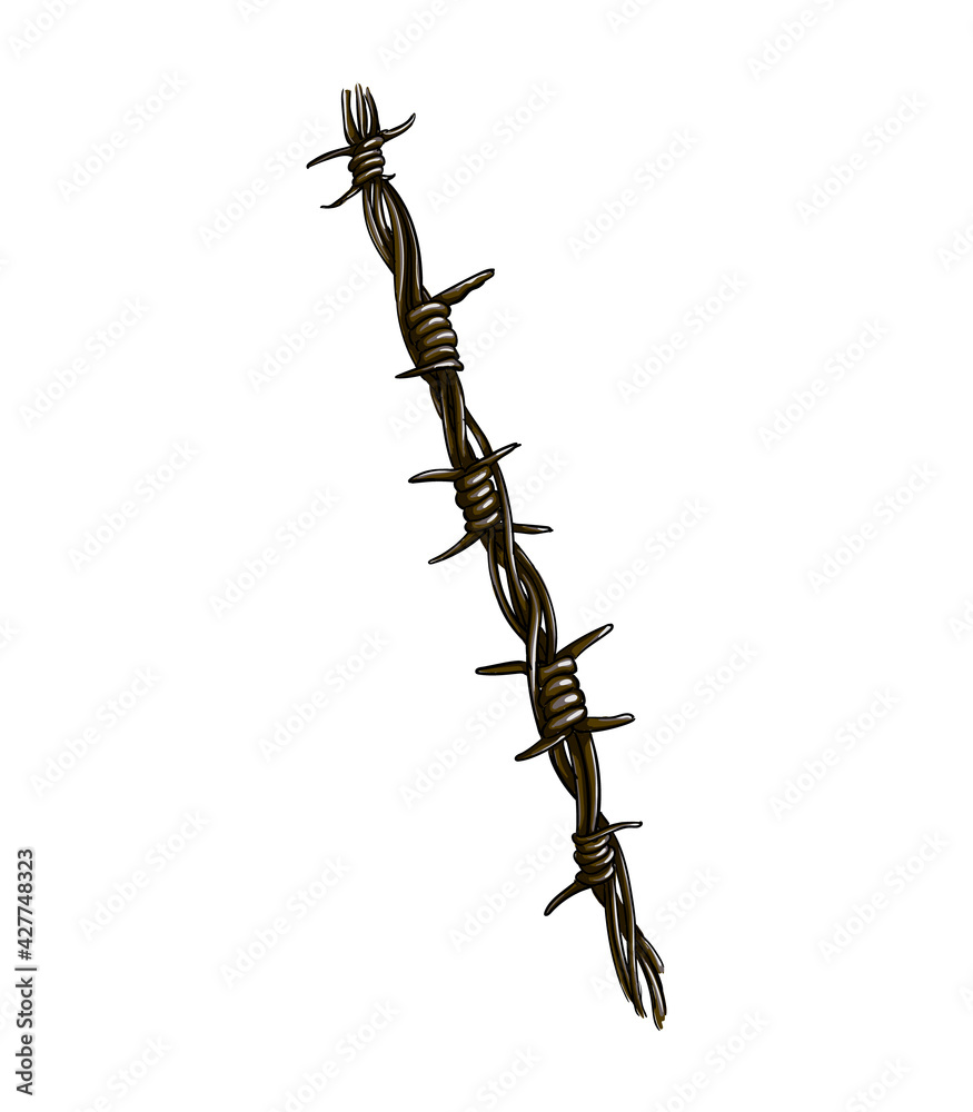 Barbed wire from a splash of watercolor, colored drawing, realistic ...