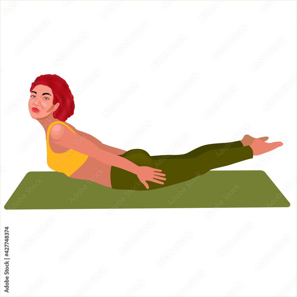 Beautiful sporty woman practicing Superman Pose. Viparita Shalabhasana ...