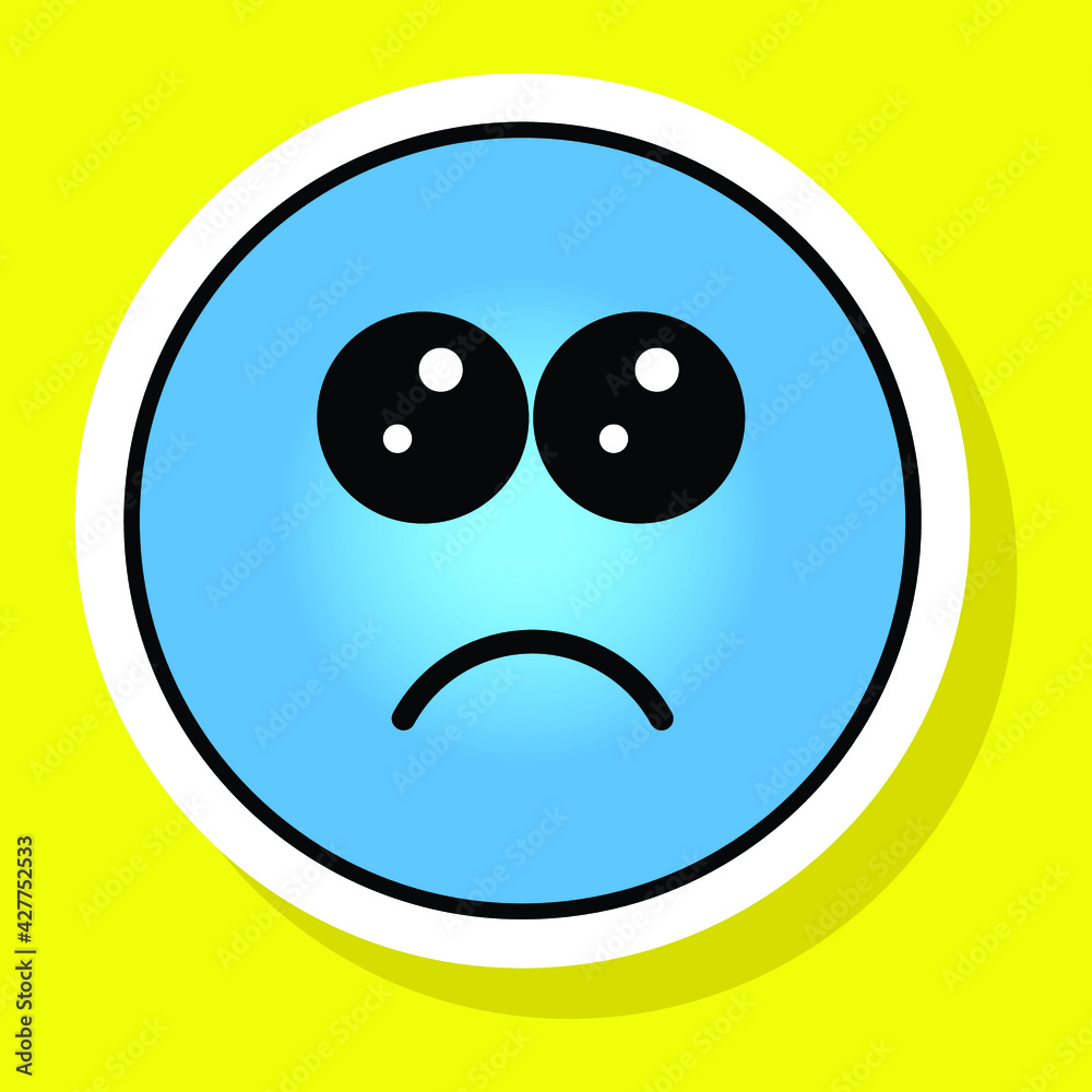 Cute gradient social media pleading face emoji on yellow background ...