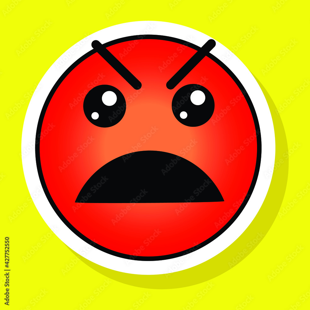 Cute gradient social media pouting face emoji on yellow background ...