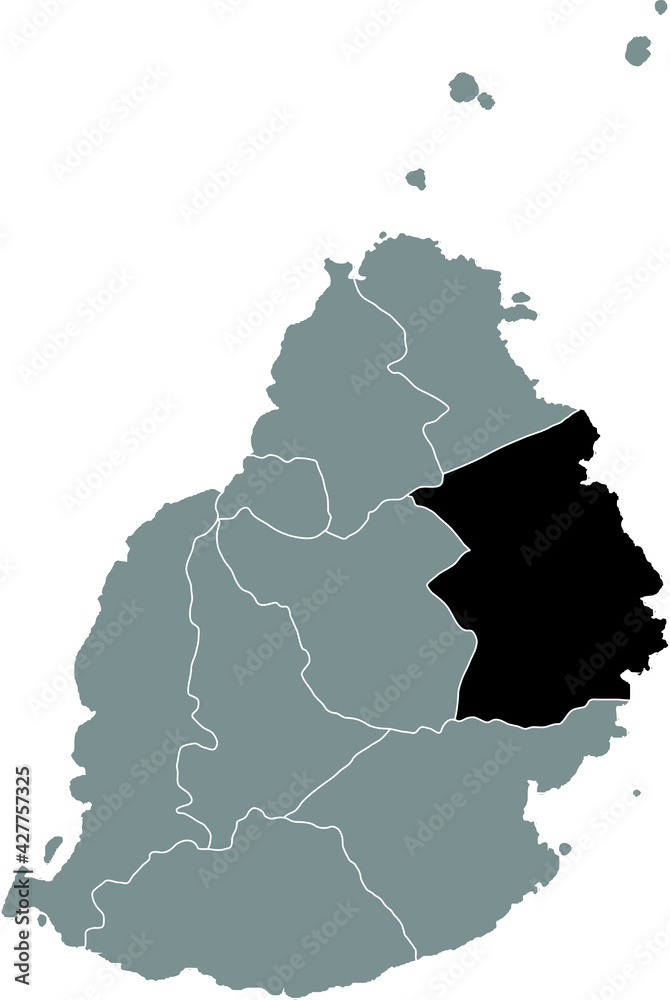 Black highlighted location map of the Mauritian Flacq district inside ...
