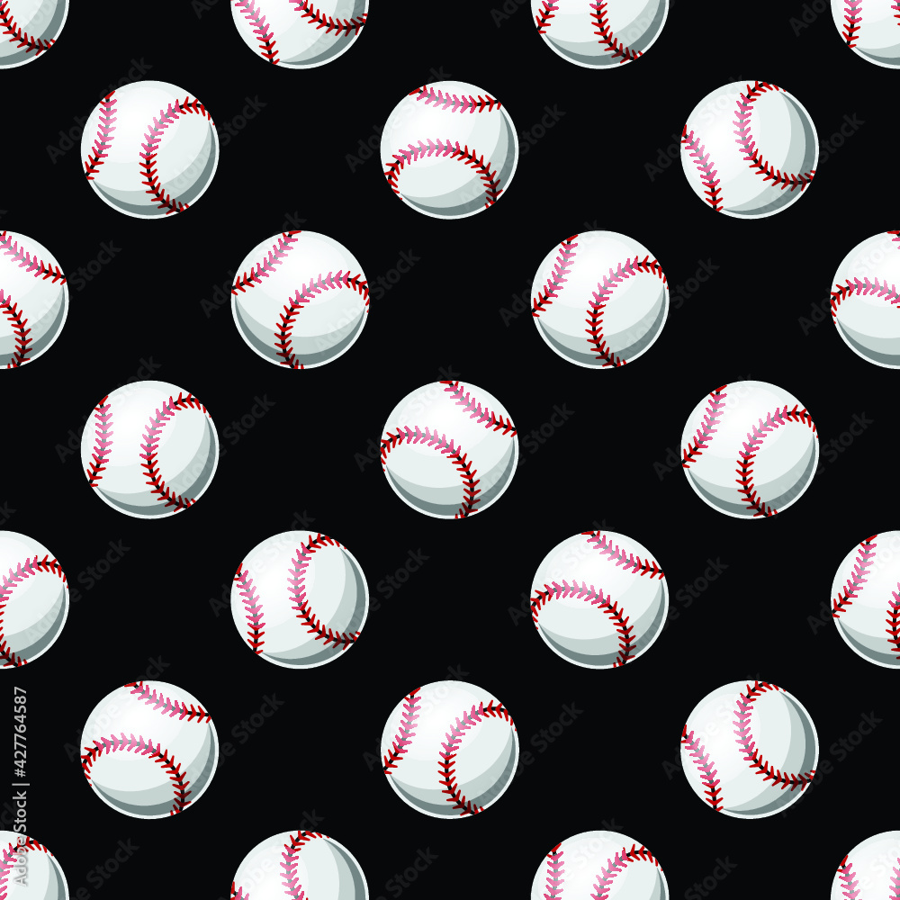 Seamless pattern with baseball softball ball graphics. Vector ...