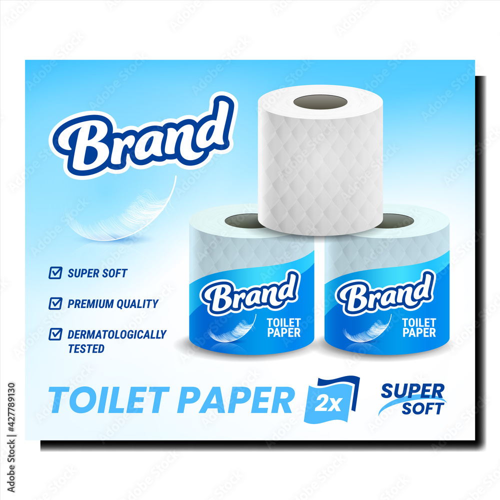 Toilet Paper Creative Promotional Banner Vector. Toilet Paper Blank ...