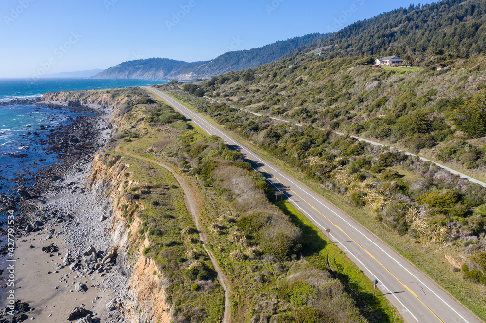 The famous Pacific Coast Highway, also known as route 1, runs along the ...