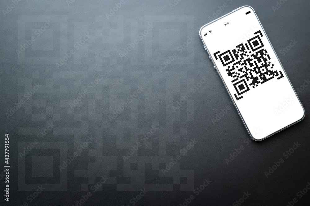 Qr code payment. Digital mobile smart phone with qr code scanner on ...