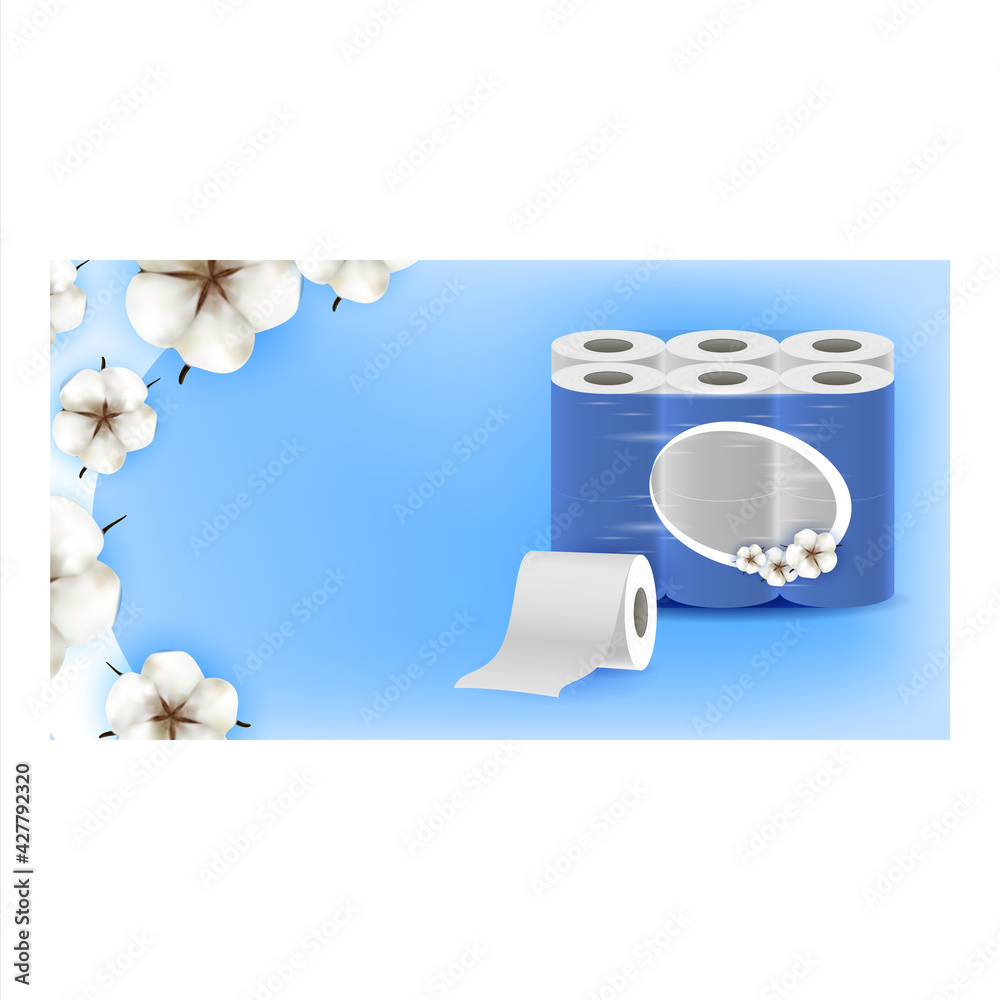 Super Soft Toilet Paper Promotional Banner Vector. Toilet Paper Rolls ...