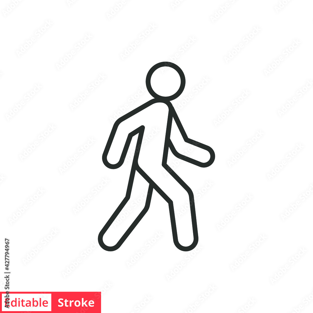 Walk line icon. Simple outline style. Pedestrian, man, pictogram, human ...