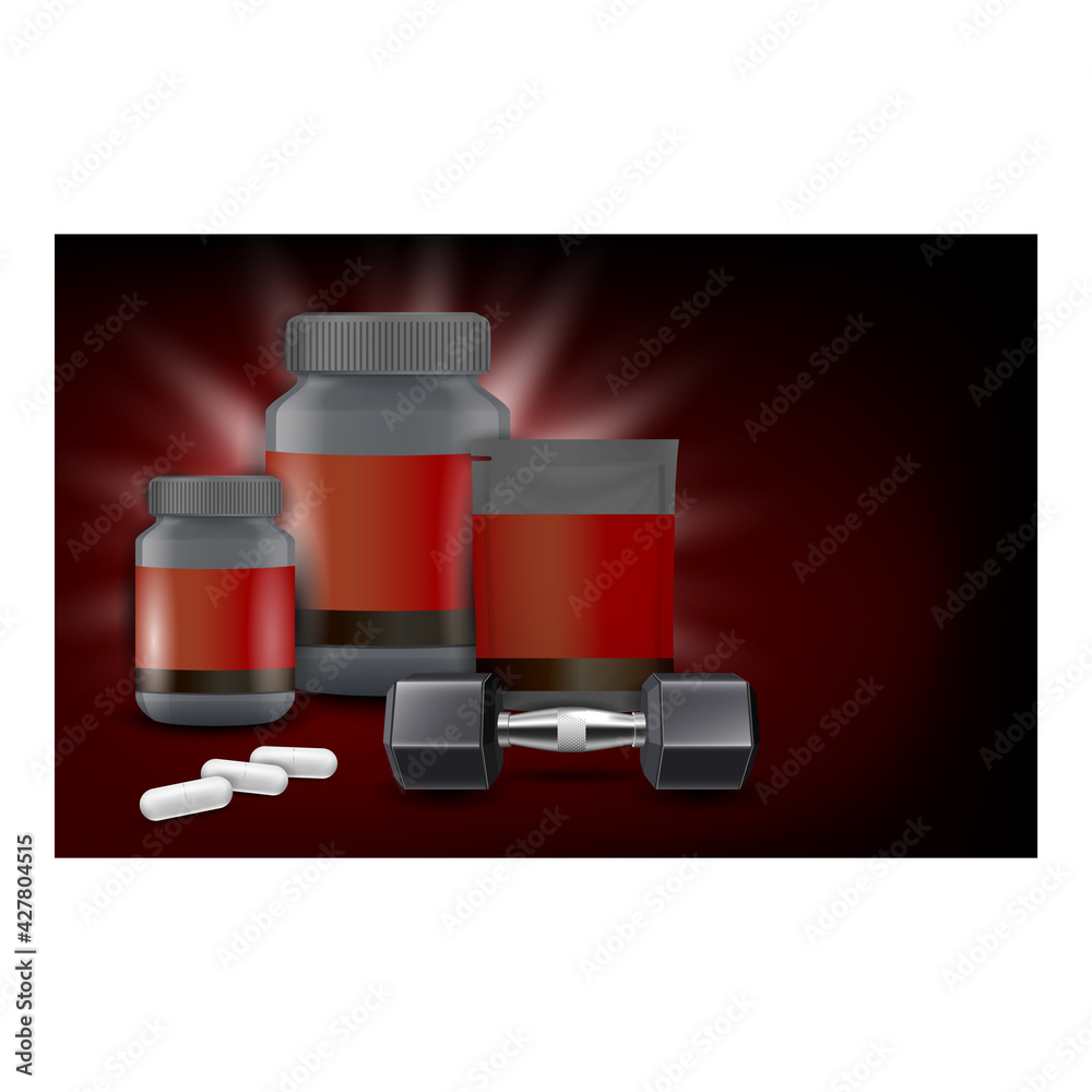 Sport Supplement Creative Promo Banner Vector. Protein And Gainer ...
