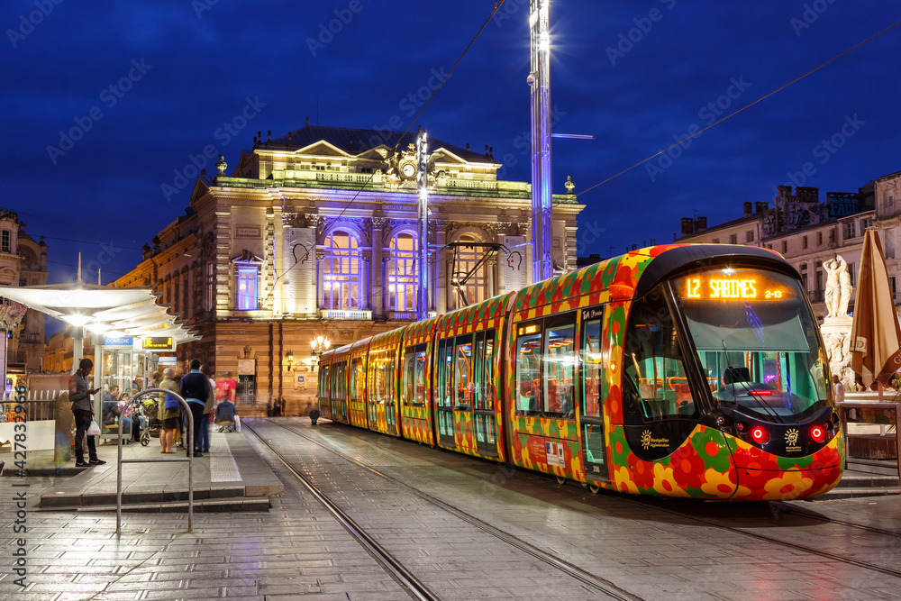 Tram Tramway de Montpellier public transport transit transportation in ...