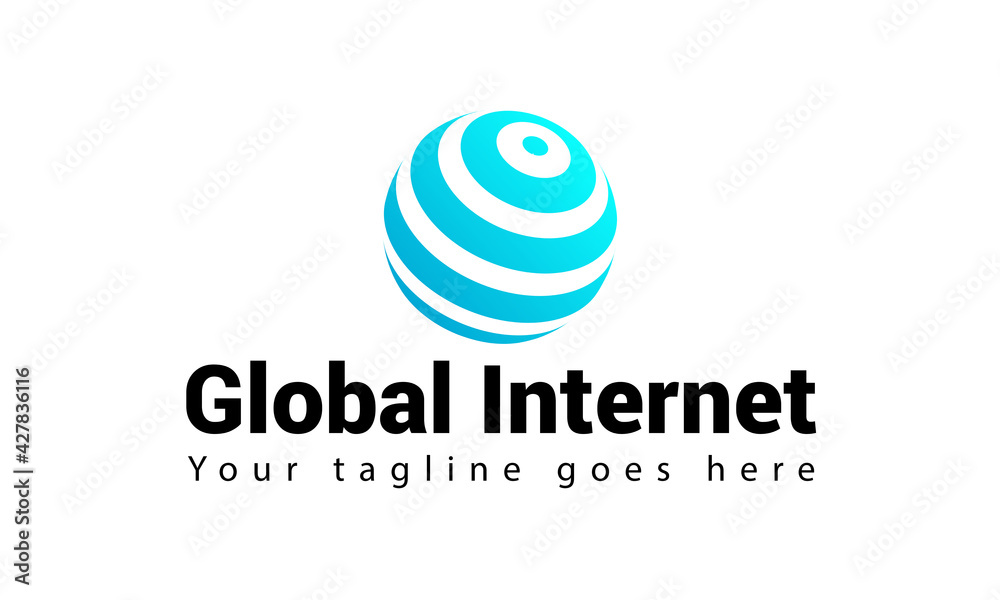 Abstract global technology of artificial intelligence sign. Blue ...