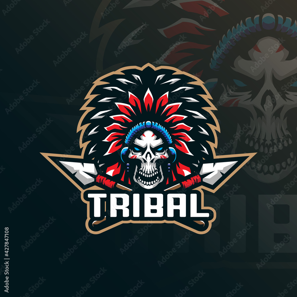 Tribe mascot logo design vector with modern illustration concept style ...