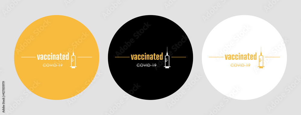Vaccinated Stamps. Covid-19 vaccine. Flat vector logo. Stock Vector ...