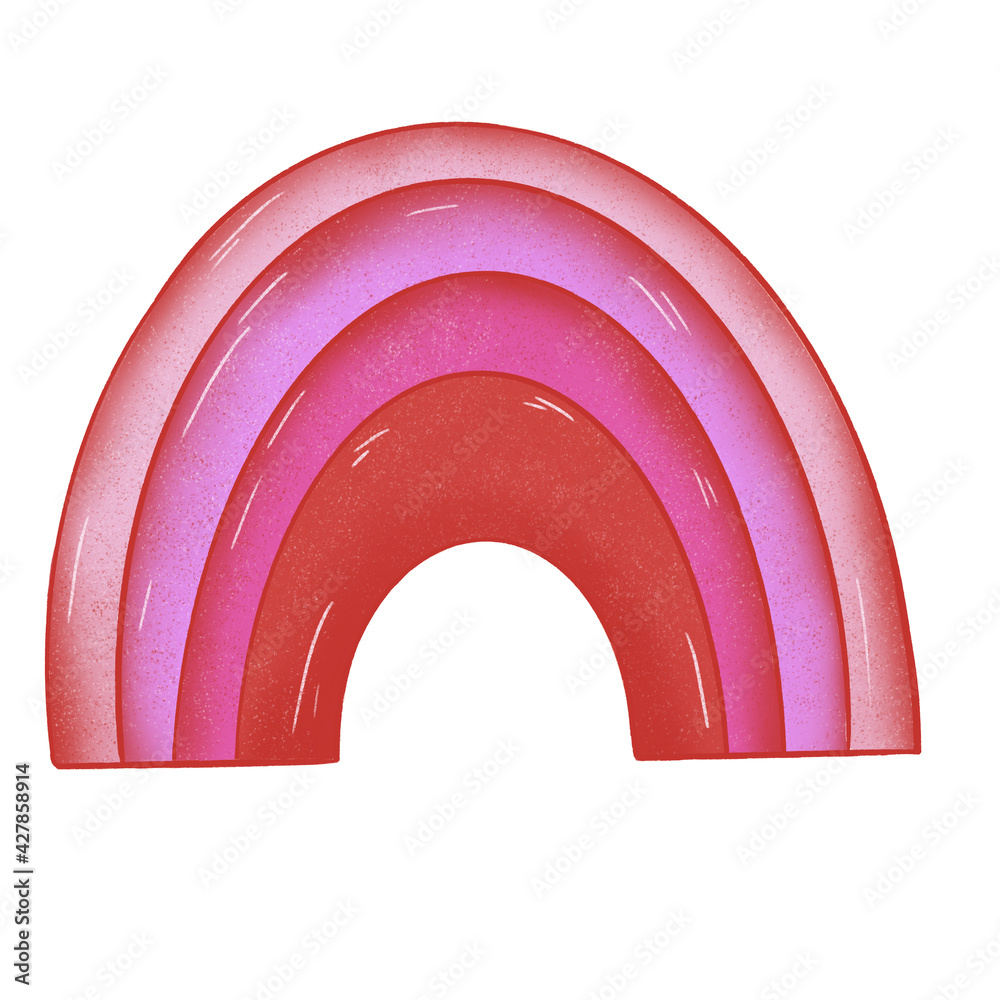 Trendy rainbow on white background. Raster illustration in modern style ...