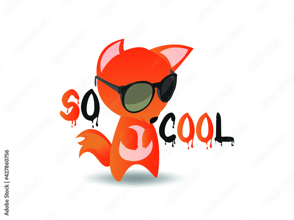 Cool Fox cartoon Vector illustration. Fashion animal character symbol ...