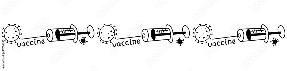 Edging, border, line of horizontal pattern on theme of vaccination ...