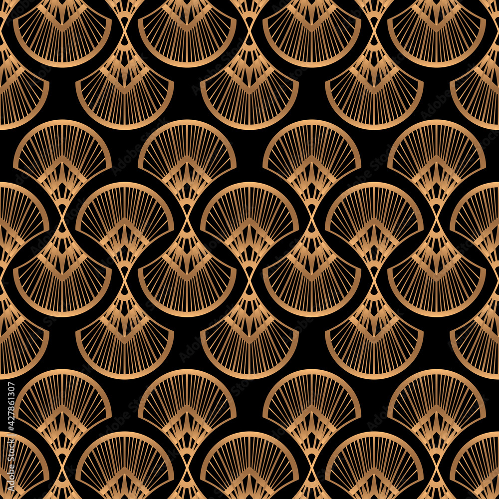 Art deco luxury pattern seamless. Vintage 1920s motif gold black ...