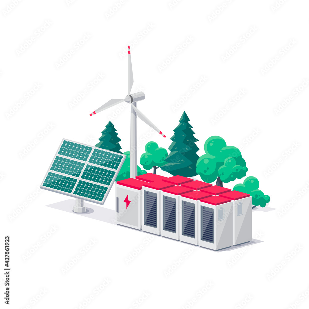 Renewable energy electric power station smart grid system. Isolated ...