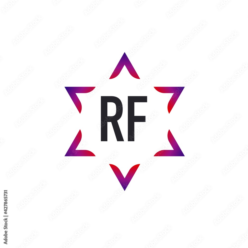 Initial Letter RF Star David Creative Logo Design Template. Star david ...
