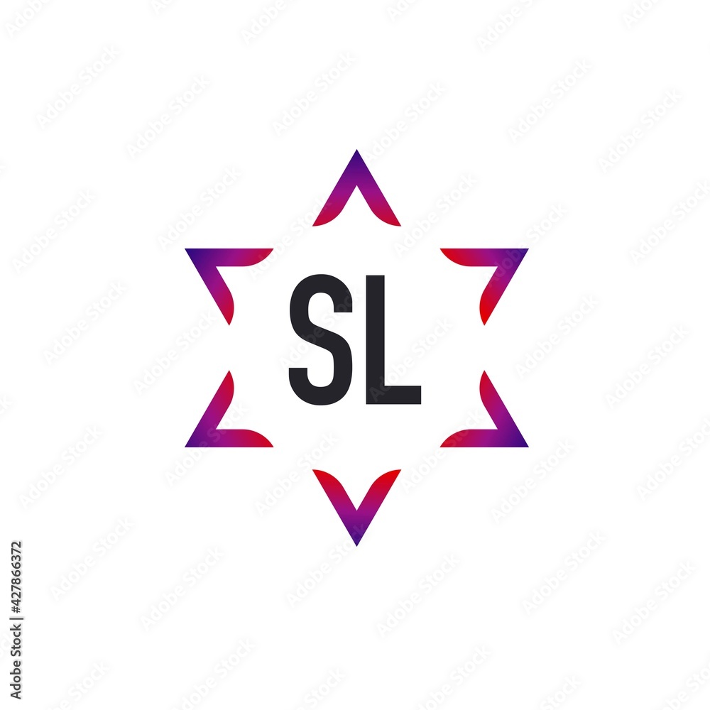 Initial Letter SL Star David Creative Logo Design Template. Star david ...