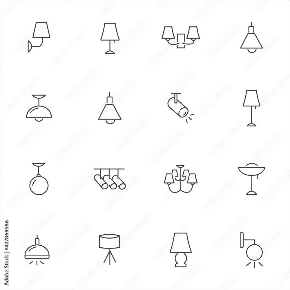 Simple Set of Lamps Related Vector Line Icons. Contains such Icons as ...