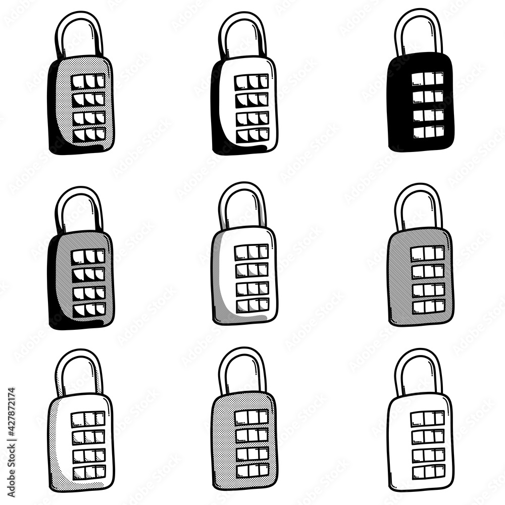 lock with password doodle vector icon. Drawing sketch illustration hand ...