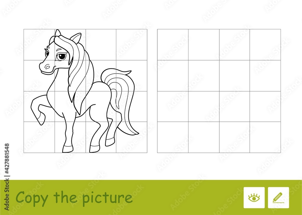 Copy the picture by squares and color it quiz learning children game ...