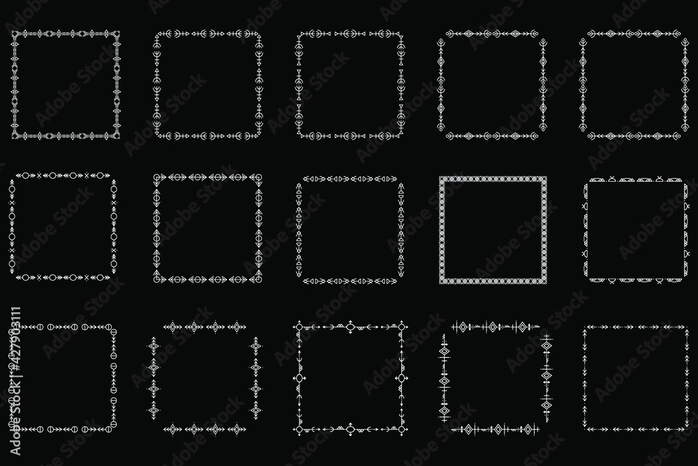 Set of square frames and monograms. Collection decorative square ...