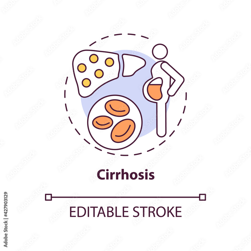 Cirrhosis concept icon. Liver disease type idea thin line illustration ...