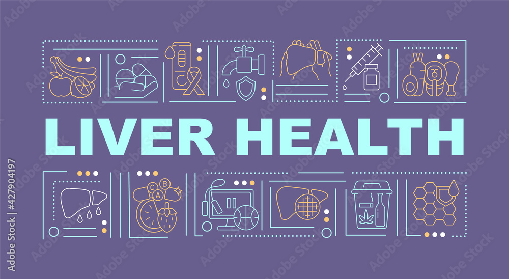 Liver health word concepts banner. Nutrient deficiency reducing ...
