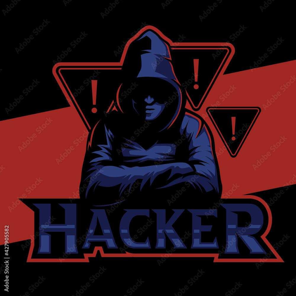 hacker esports logo design. illustration of cyber hacker mascot design ...