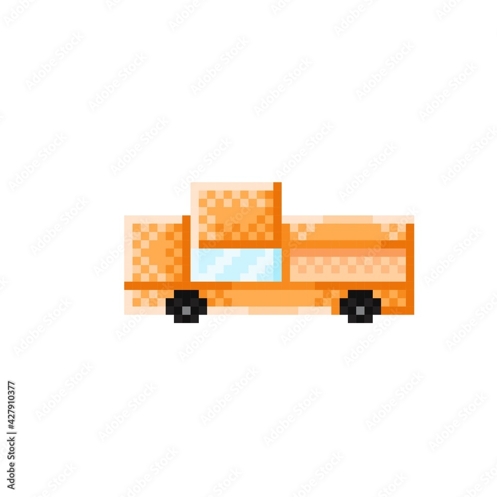 Car pixel art. Car cartoon. Vector illustration. Pickup truck. Stock ...