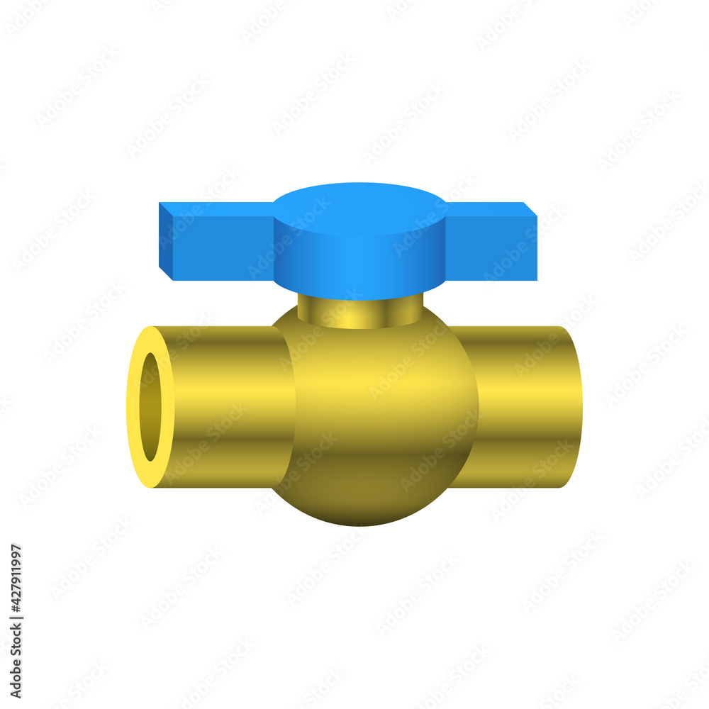 PVC plastic ball valve vector design isolated on white background. Part ...