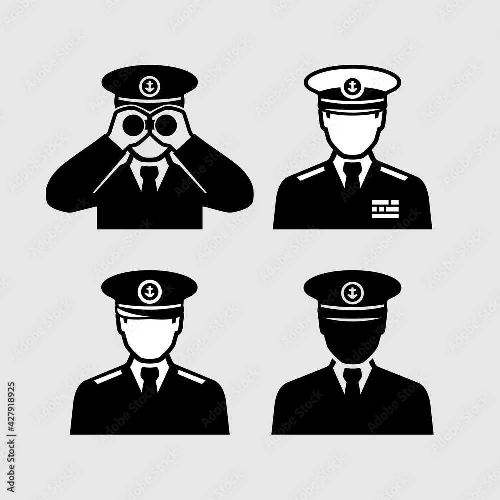 Captain Vector Avatars. Shipman looks trough a binoculars Stock Vector ...