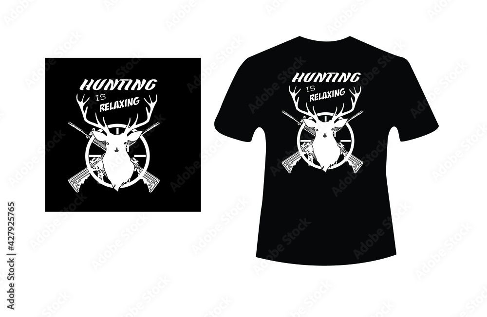 Hunting t-shirt design vector. Black color t shirt with hunting text ...
