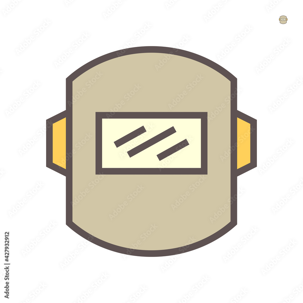 Welding mask, guard or face shield vector icon. Personal protective ...