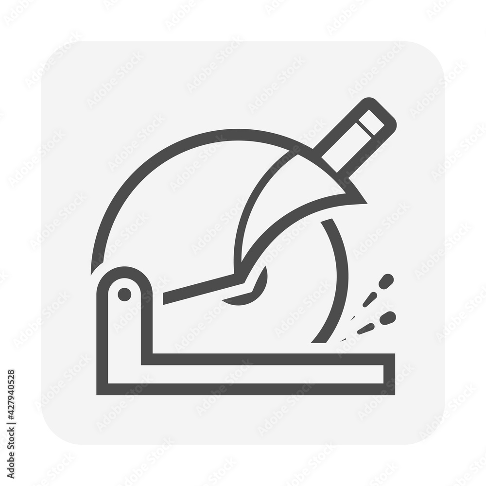 Chop saw vector icon. Also called cut-off, circular or abrasive saw ...