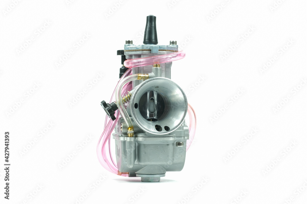 Motorcycle carburetor isolated on a white background. Stock Photo ...