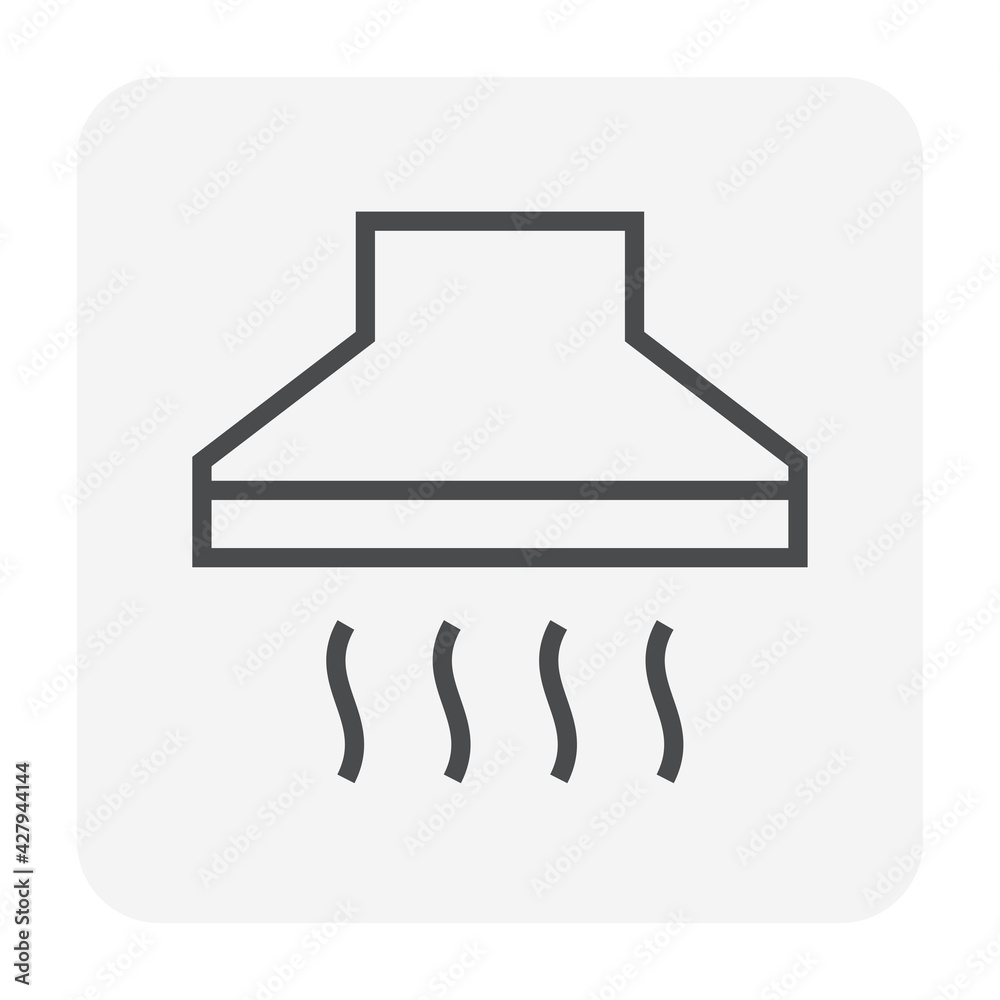 kitchen hood or cooker hood vector icon. Also called extractor, exhaust ...