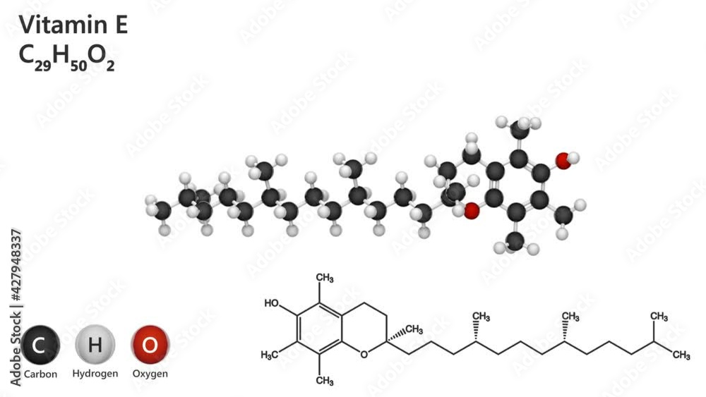 Vidéo Stock Chemical structure of Vitamin E (alpha-Tocopherol). Formula ...