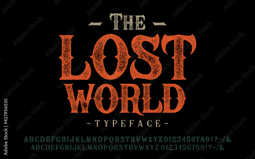 Font The Lost World. Craft retro vintage typeface Stock Vector | Adobe ...