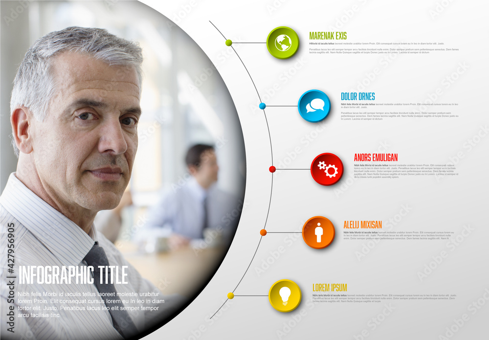 Infographic Report Template with Photo Placeholder Stock Template ...