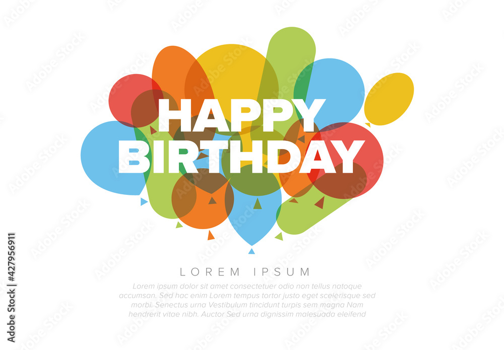 Minimalist Happy Birthday Card Illustration Template with Balloons ...