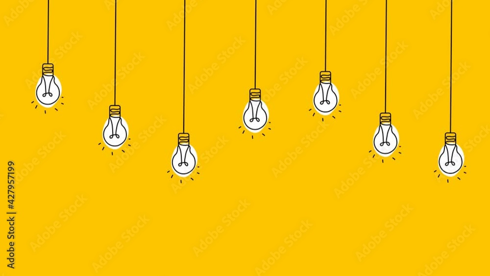 Light bulb animation on yellow background vector illustration cartoon ...