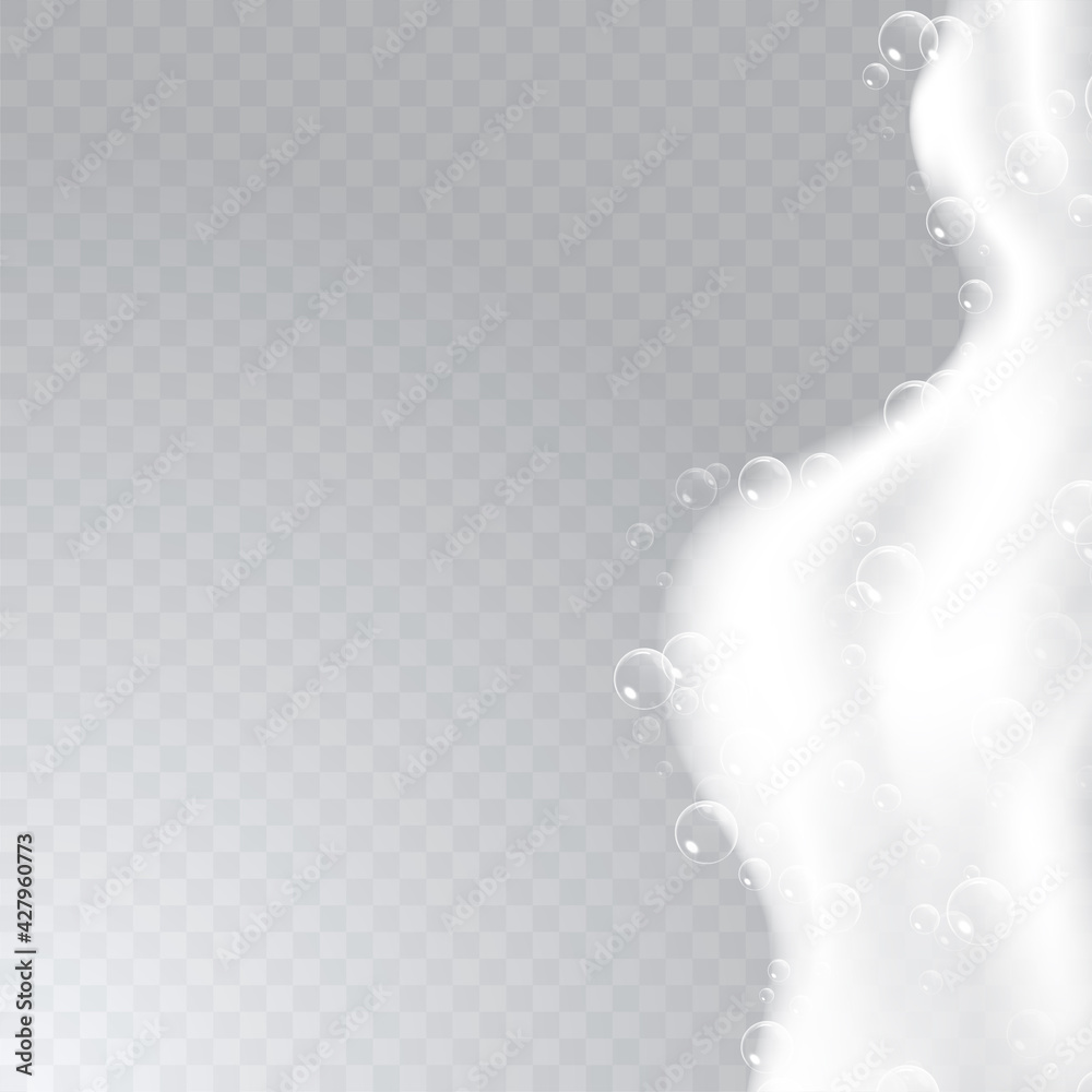 Realistic background with Soap foam. Bath laundry white bubbles ...
