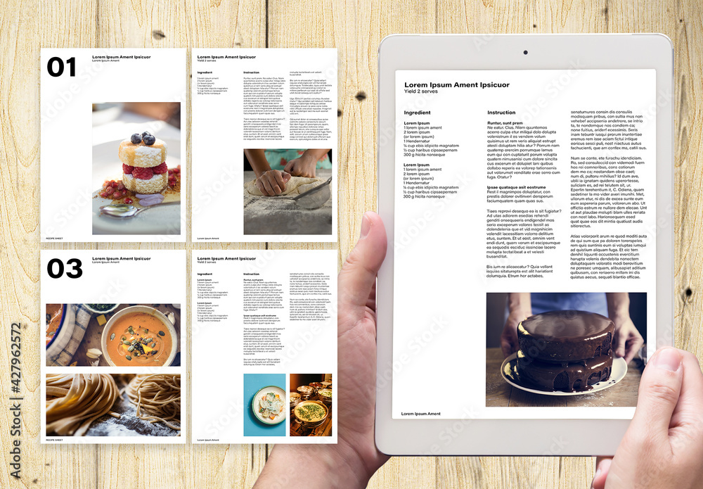 Digital Recipe Sheets Layout Stock Template | Adobe Stock