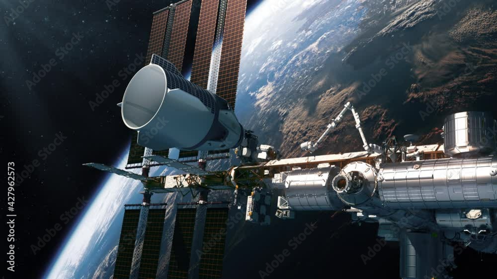 Commercial Spacecraft Docking To International Space Station. 4K. Ultra ...