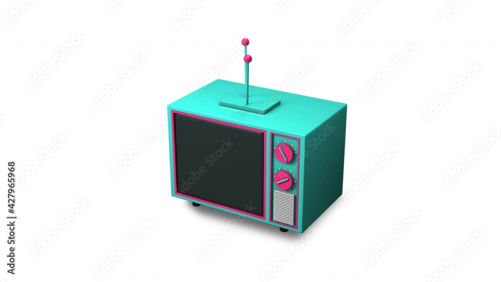 Pack of colorful cartoon television with empty, no signal and green ...