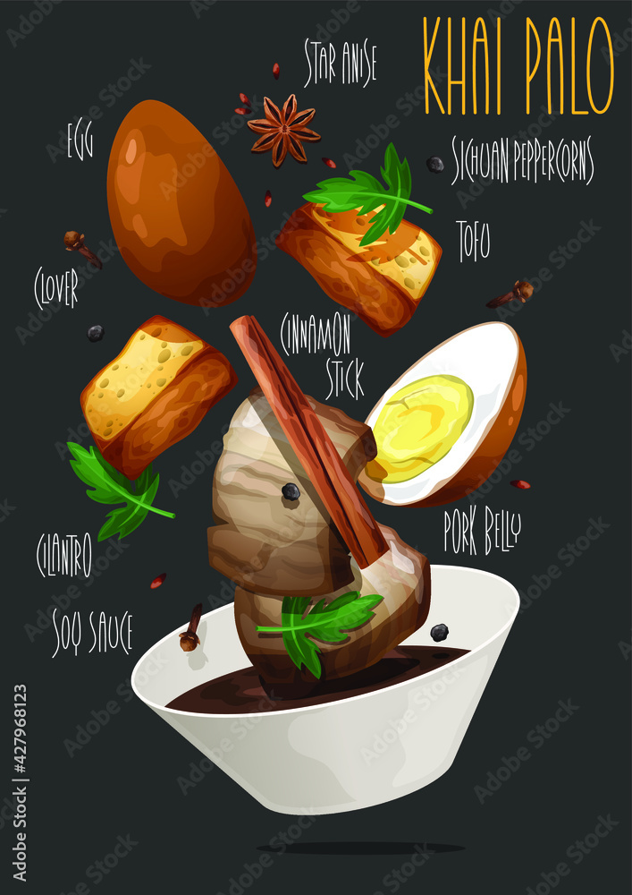 Kai Palo, Khai Palo or Pa-Lo. Egg and Pork in Sweet Brown Sauce. Thai ...