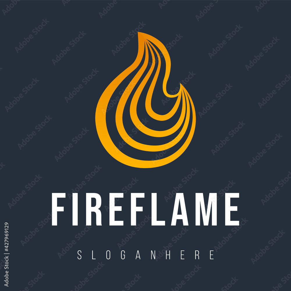 Fire Flame heat Logo design vector template droplet shape icon. Torch ...